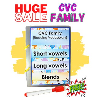 CVC Family / Short AEIOU / Long AEIOU / Blended words / Reading / Kids ...