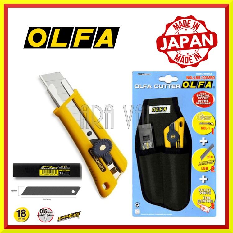 Olfa Cutter NOL-LBB COMBO + 10pcs Blade + Utility Pouch 18mm Cutter Made in Japan | Shopee ...