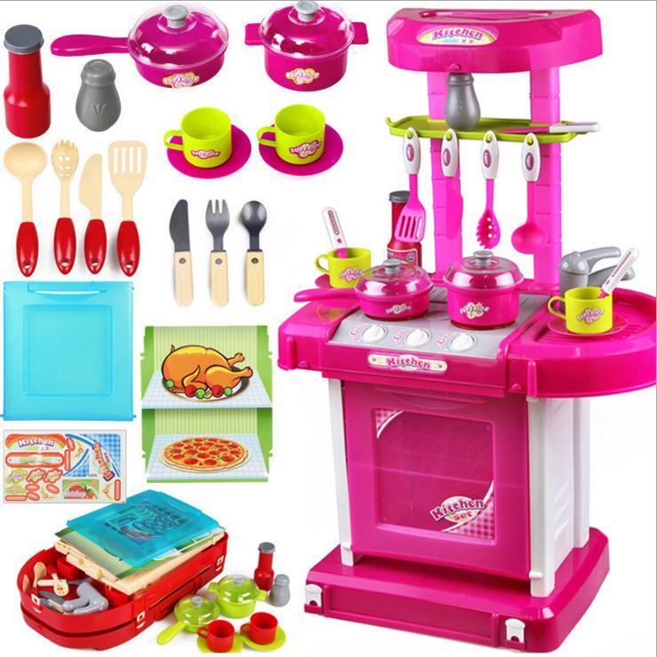 Answer1998 Cartoon Kitchen Fun pretend Cooking Toy Set girls kitchen ...
