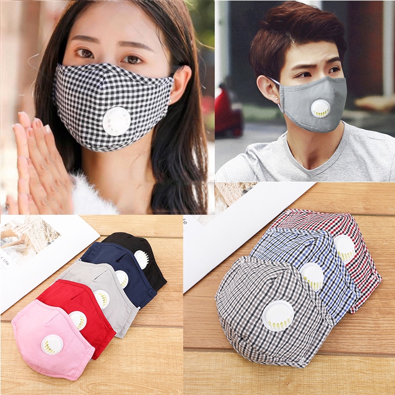 Cotton Mask White Breathing Valve Adult Cloth Masks Put Filter Dust ...