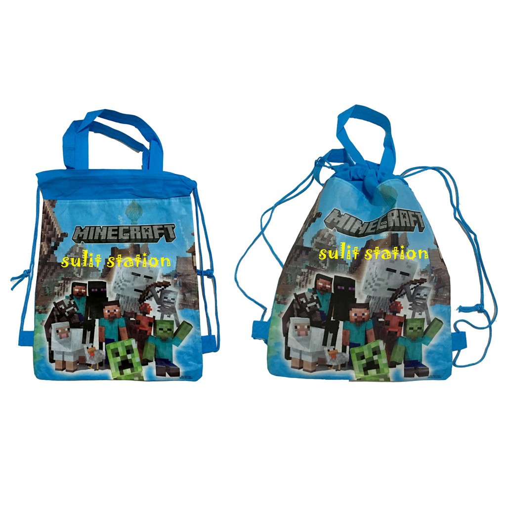 12pcs MINECRAFT BIRTHDAY PARTY DRAWSTRING DRAW STRING LOOT BAG ...