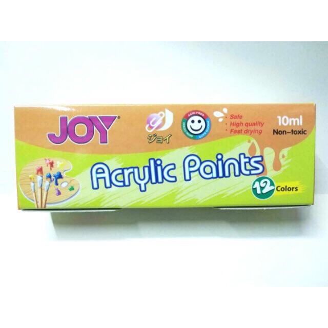 Joy Acrylic Paint/Color 12colors*10ml W/brush | Shopee Philippines