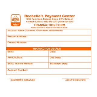 Bills Payment Form (Bayad Center) | Shopee Philippines