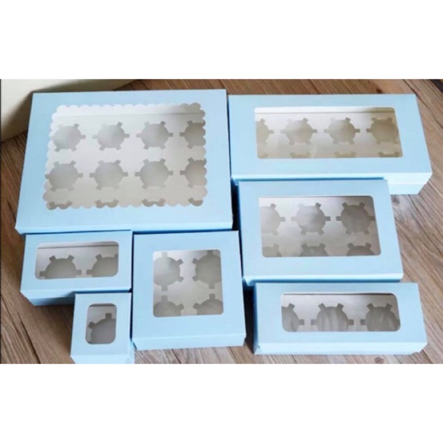 Cupcake box in Light Blue for 2, 3, 4, and 8 | Shopee Philippines