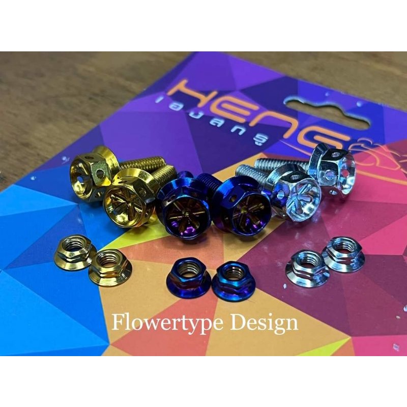 Heng Plate bolt set with nut Yamaha/Honda/Suzuki big head flower type ...