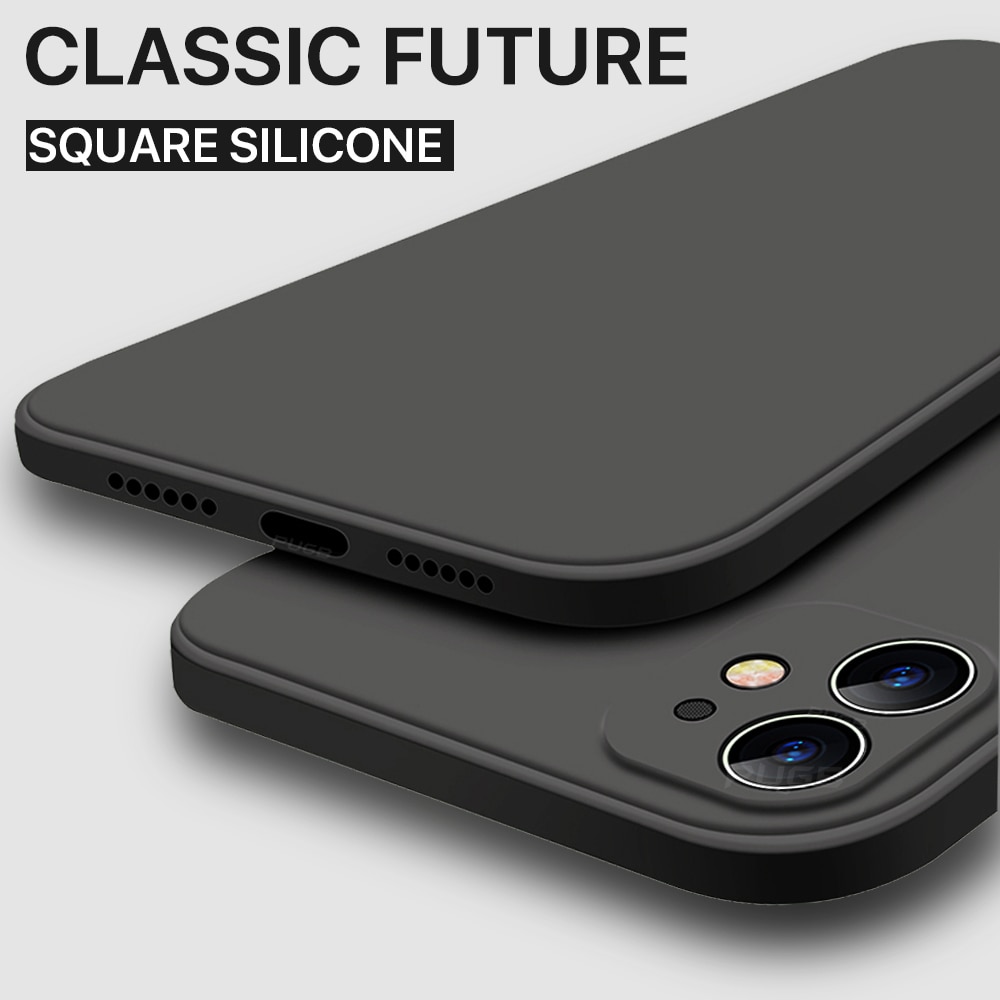 For iPhone 12 11 Pro Max Mini Luxury Orignal Square edge Soft Liquid ...