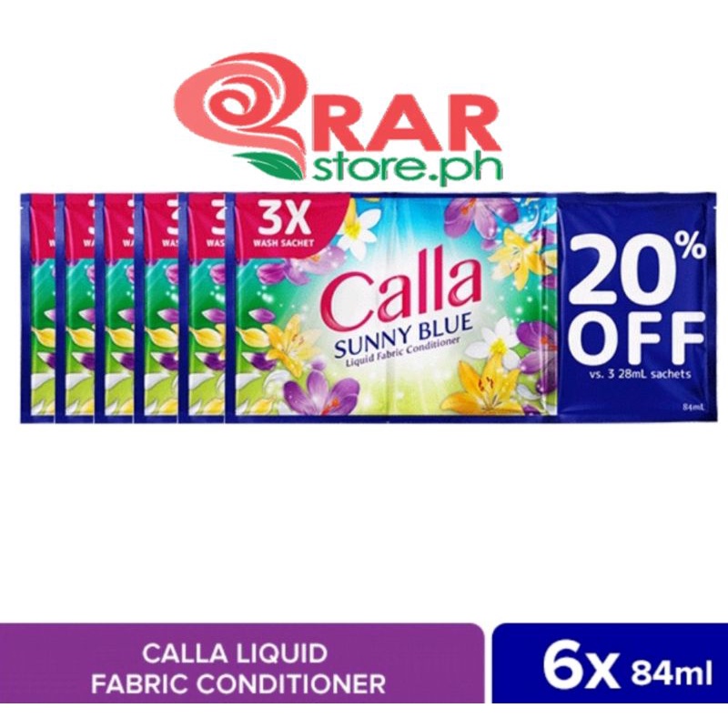 Calla Liquid Fabric Conditioner Sunny Blue 84 ml (6 pieces) | Shopee ...