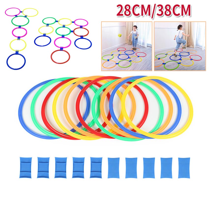 Durable Children Games Hopscotch Jump Rings Set with 10 Hoops 10 ...