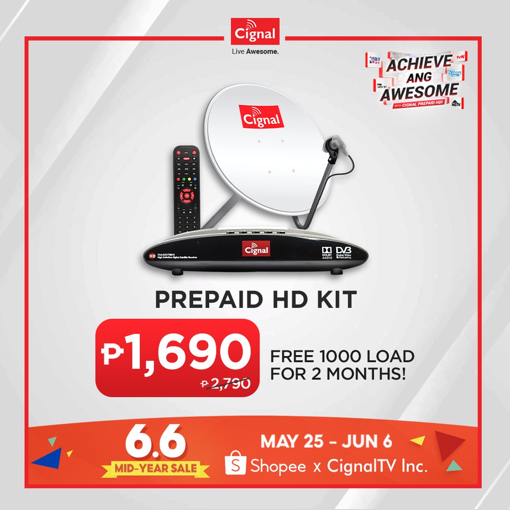 Cignal HD Prepaid Kit with FREE 1,000 Load for 2 months | Shopee ...