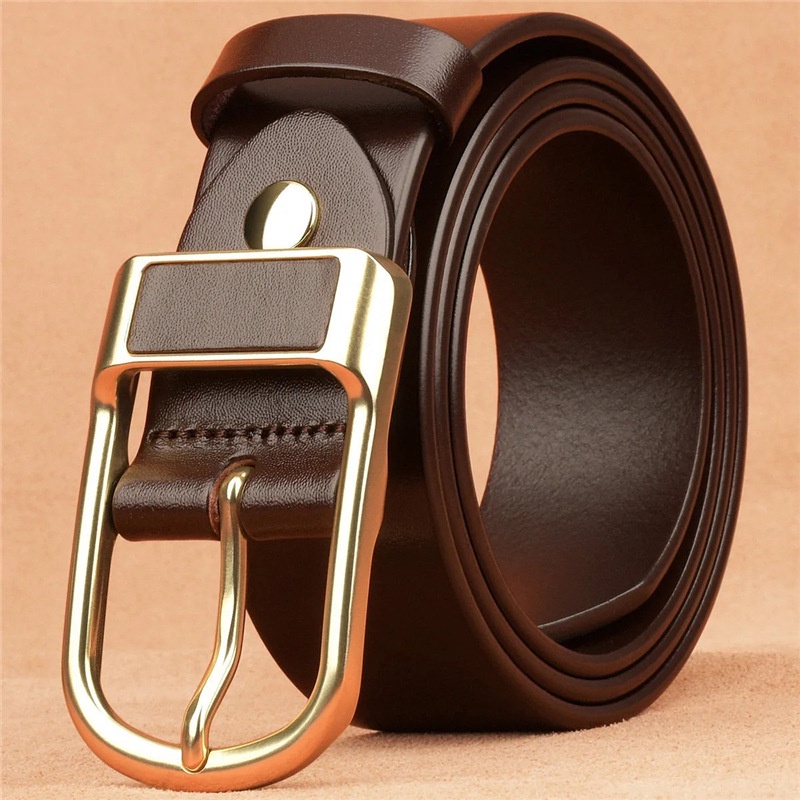 Men Retro Belts Smooth Leather Alloy Pin Buckle Belt For Men Jeans ...