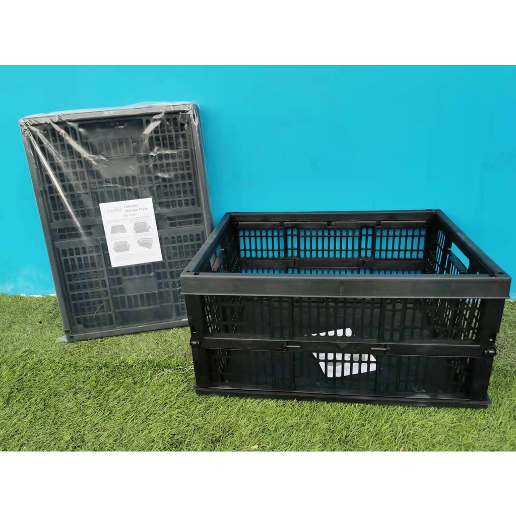 Foldable Basket Plastic Storage Crate Collapsible Storage Box Crate Car ...