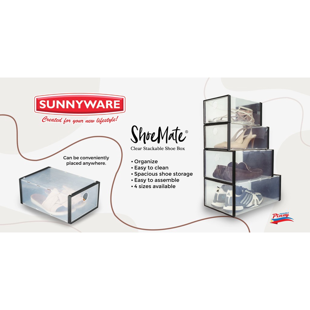 Sunnyware Shoemate Shoe Box Clear Collapsible - HARD PLASTIC ALL SIZES ...