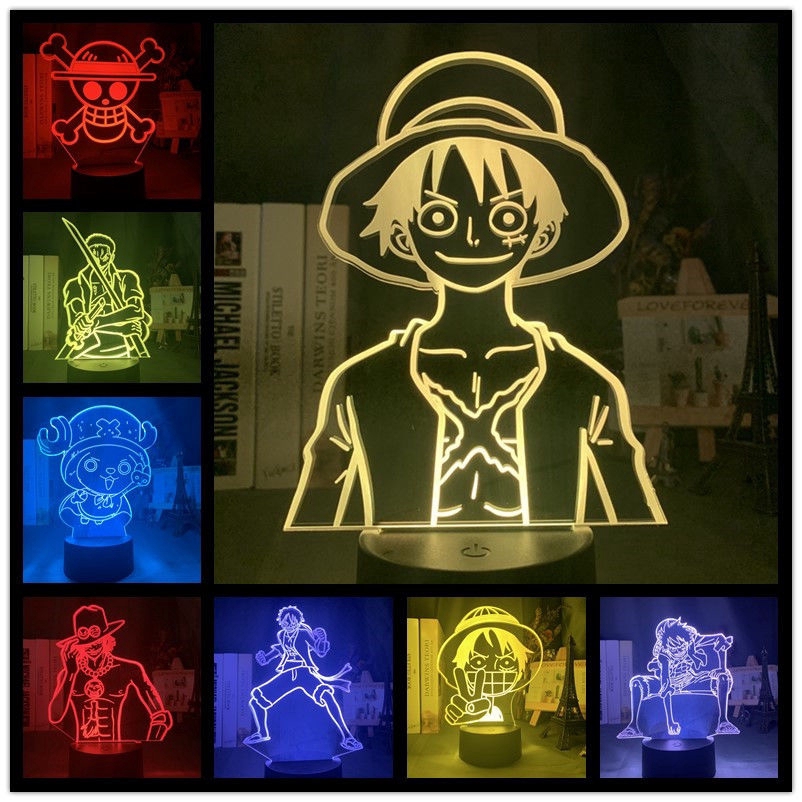 Monkey D Luffy Figure Night Light Anime ONE PIECE LED Color Changing ...