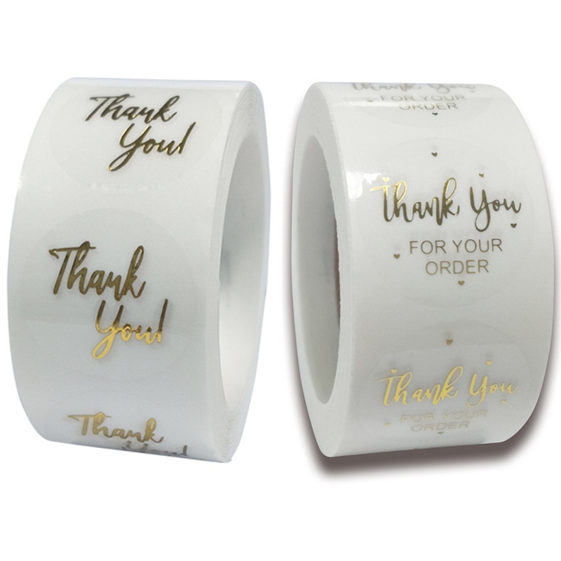 500PCS/Roll PVC Transparent Thank You Stickers Thank You Cards ...