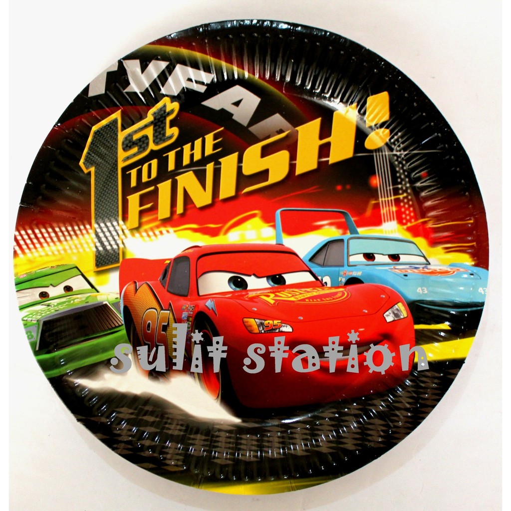 10pcs PIXAR CARS LIGHTNING MCQUEEN THEMED BIRTHDAY PARTY PAPER PLATE ...