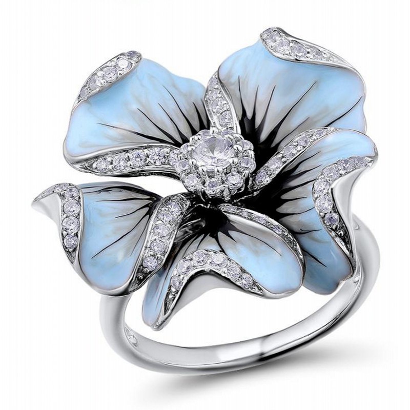 Women's Fashion Jewelry White Gold Plated Zircon Enamel Big Follower ...