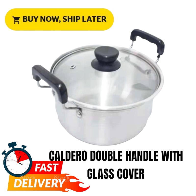 Caldero Double Handle With Glass Cover Kaserola , Pot | Shopee Philippines
