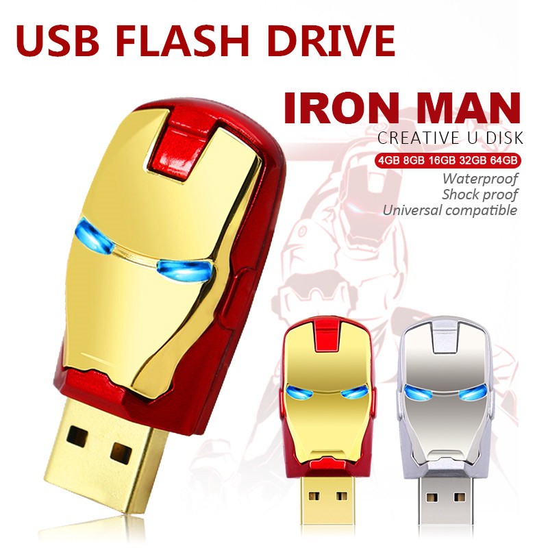 Iron Man USB Flash Drive 128GB 64GB Pendrive U disk 1TB | Shopee ...
