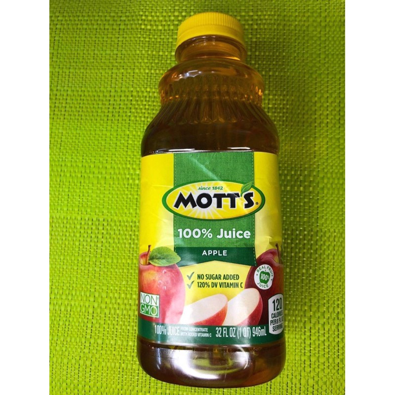 Mott’s 100% Apple Juice No Sugar Added 32 fl oz (1 qt) 946ml | Shopee ...