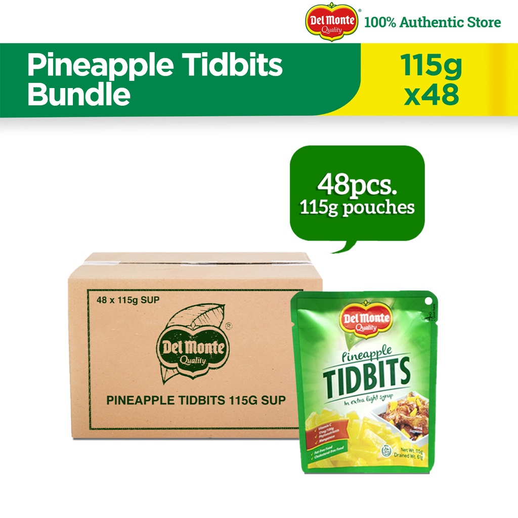 Del Monte Pineapple Tidbits 115g Pouch (Box of 48 SUPs) | Shopee ...