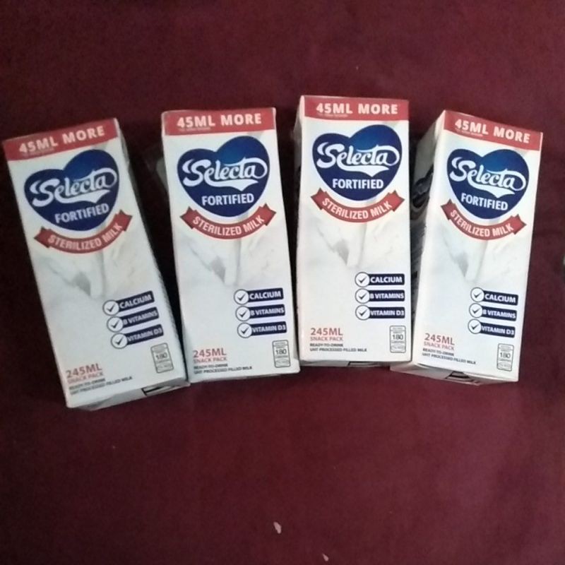 Selecta fortified sterilized Milk 245 ml x 4 (4pcs) | Shopee Philippines