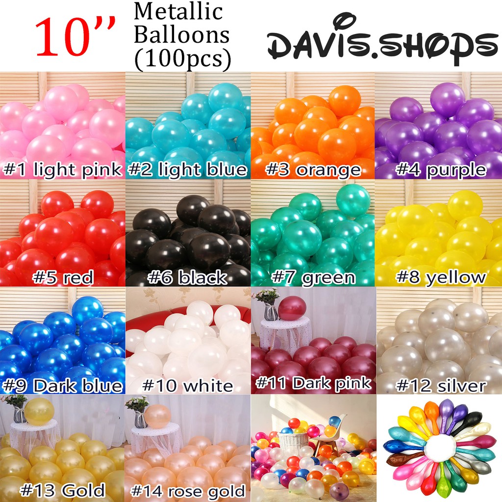 100pc 10 inch metallic glossy latex balloons Birthday decor Party ...