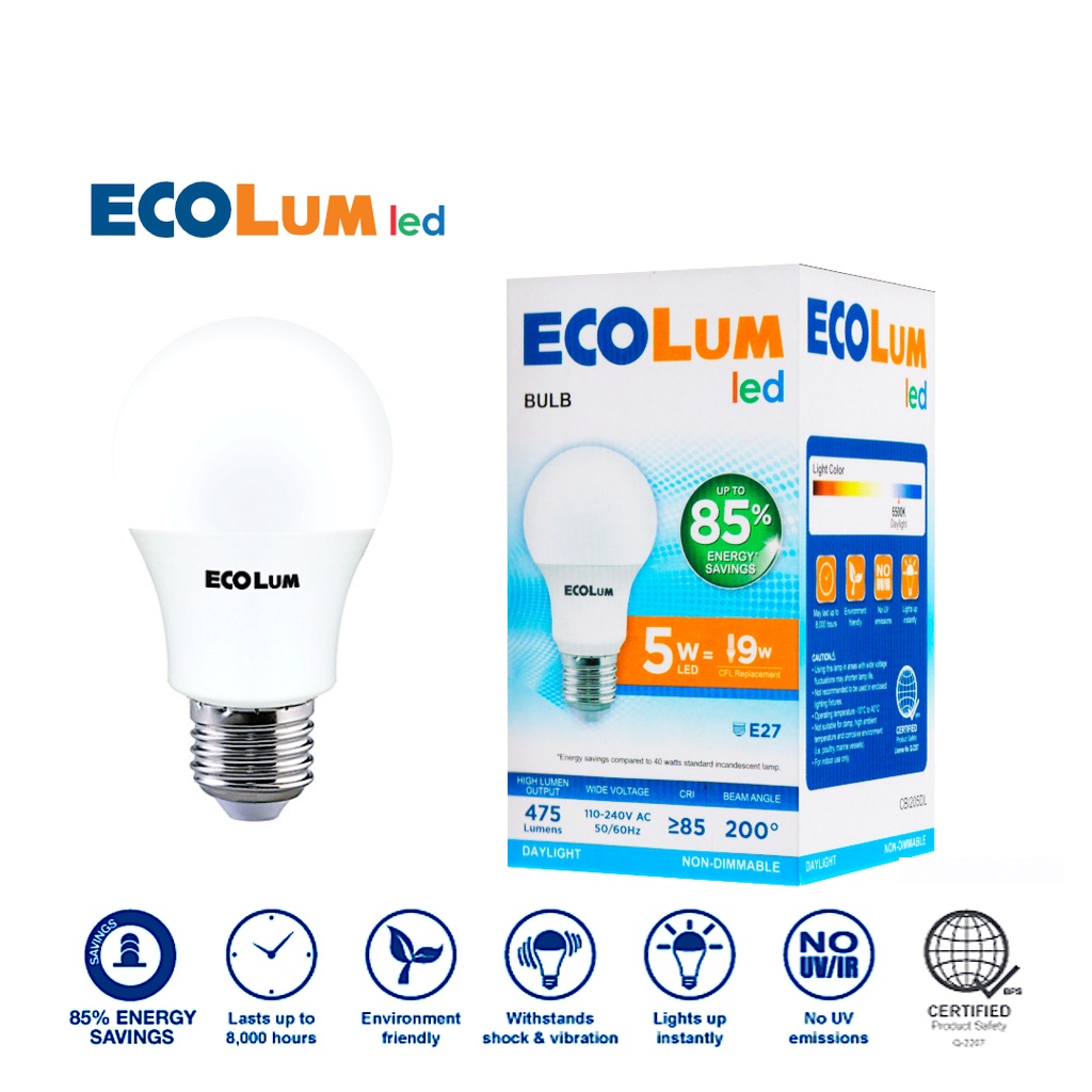 5W Daylight Firefly Ecolum Light Emitting Diode LED Light Bulb 5 watts ...