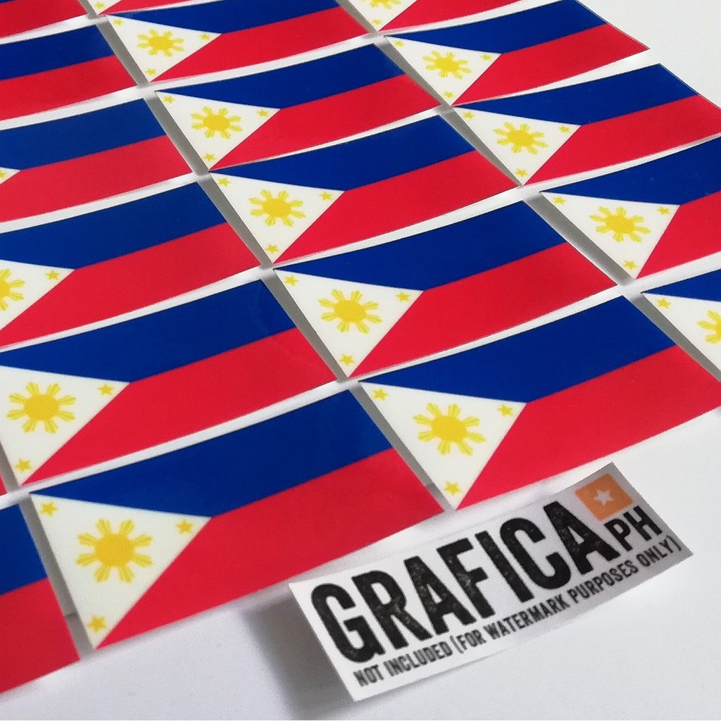Philippine Flag Sticker, 1pc Waterproof Glossy (2 inches x 1 inch ...