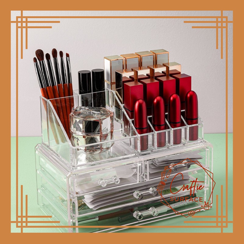 Clear transparent Acrylic Drawer and Slots Cosmetic Make Up Minimalist ...