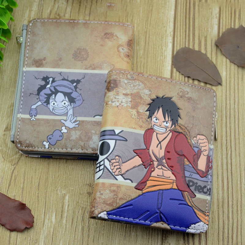 Anime One Piece Luffy Tony Zoro Short Button Wallet Zipper Pocket Purse ...
