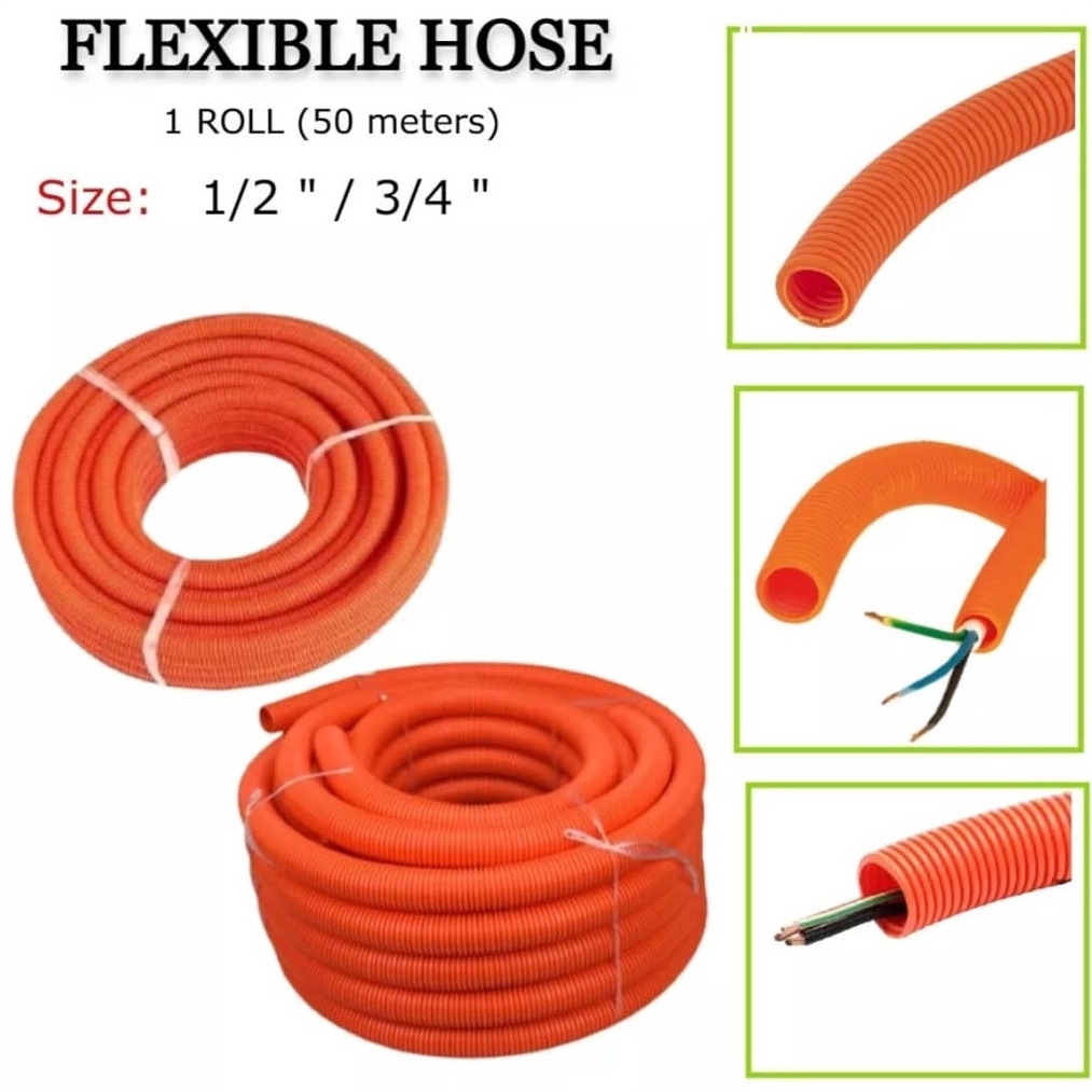 ORANGE Flexible Hose PVC 1/2 / 3/4 50METERS | Shopee Philippines