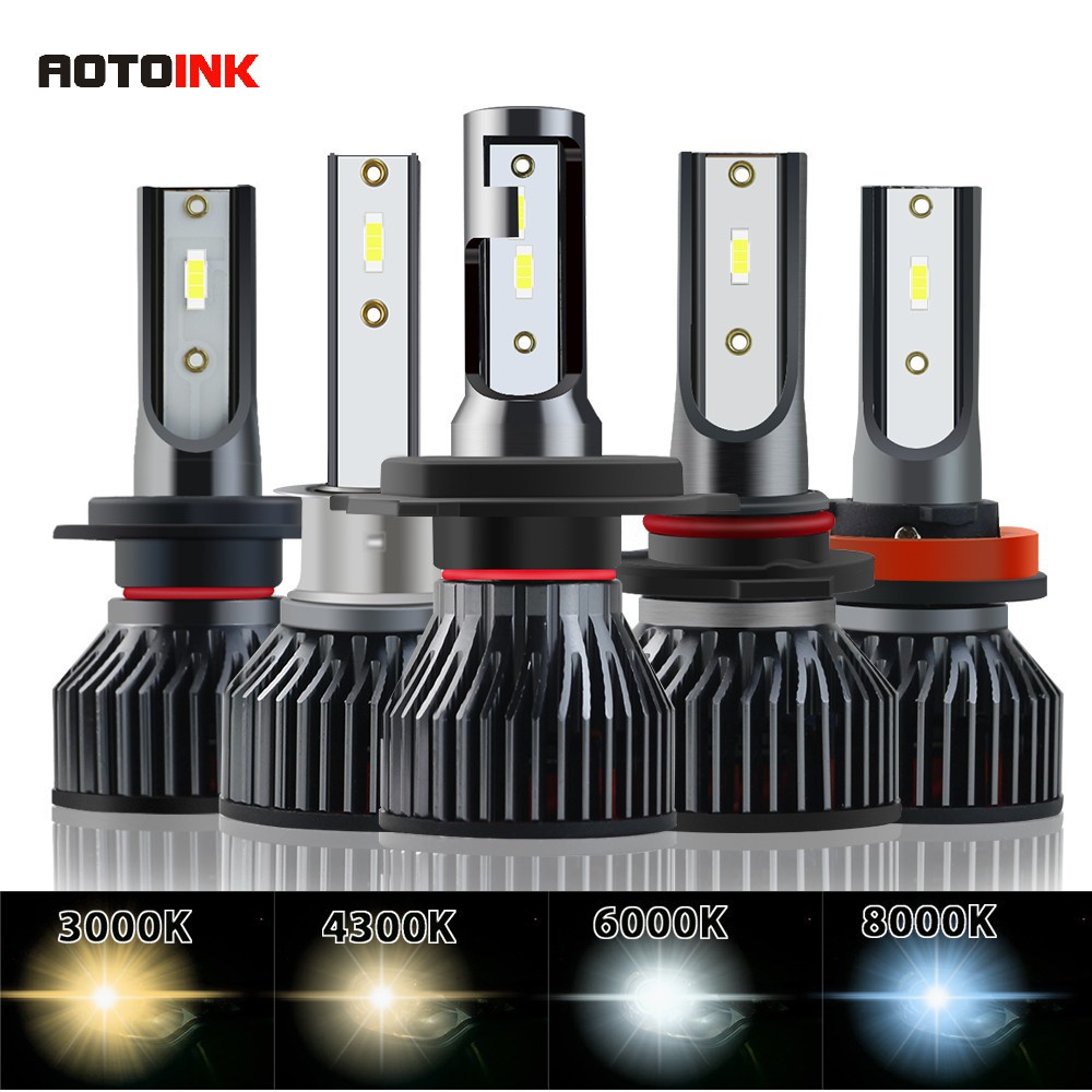 AOTOINK 1 Pair LED H4 H7 H11 CSP Car Headlight Bulbs H1 H3 H8 9005 9006 ...