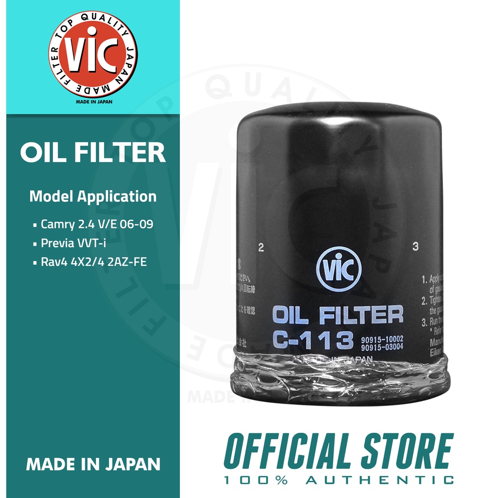 VIC Oil Filter C-113 for Toyota Camry 2.4 V/E 06-09, Previa VVT-i, Rav4 4X2/4 2AZ-FE | Shopee ...
