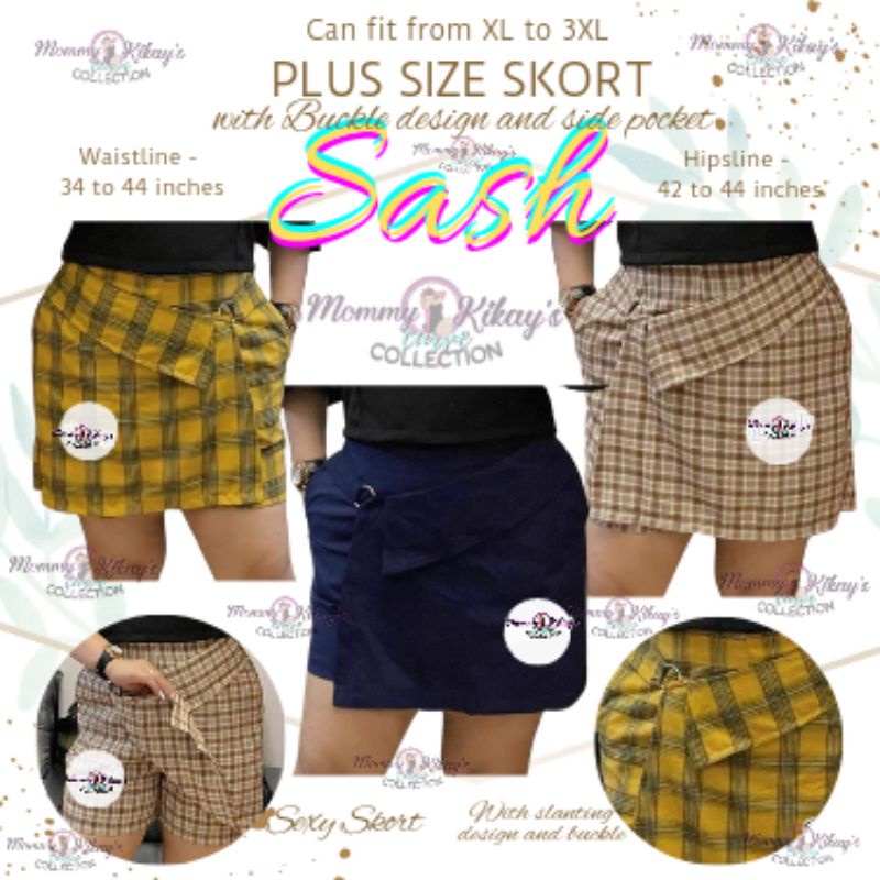SASH PLUS SIZE SEXY TRENDY SKORT BUCKEL DESIGN SIDE POCKETS FOR XL 2XL ...