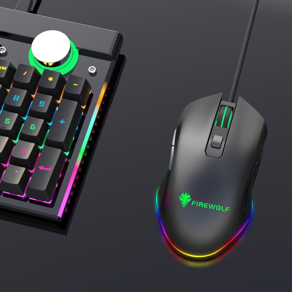 FIREWOLF Black Wired RGB Gaming Mouse 6400DPI Design Gaming Mouse FW-Q7 | Shopee Philippines