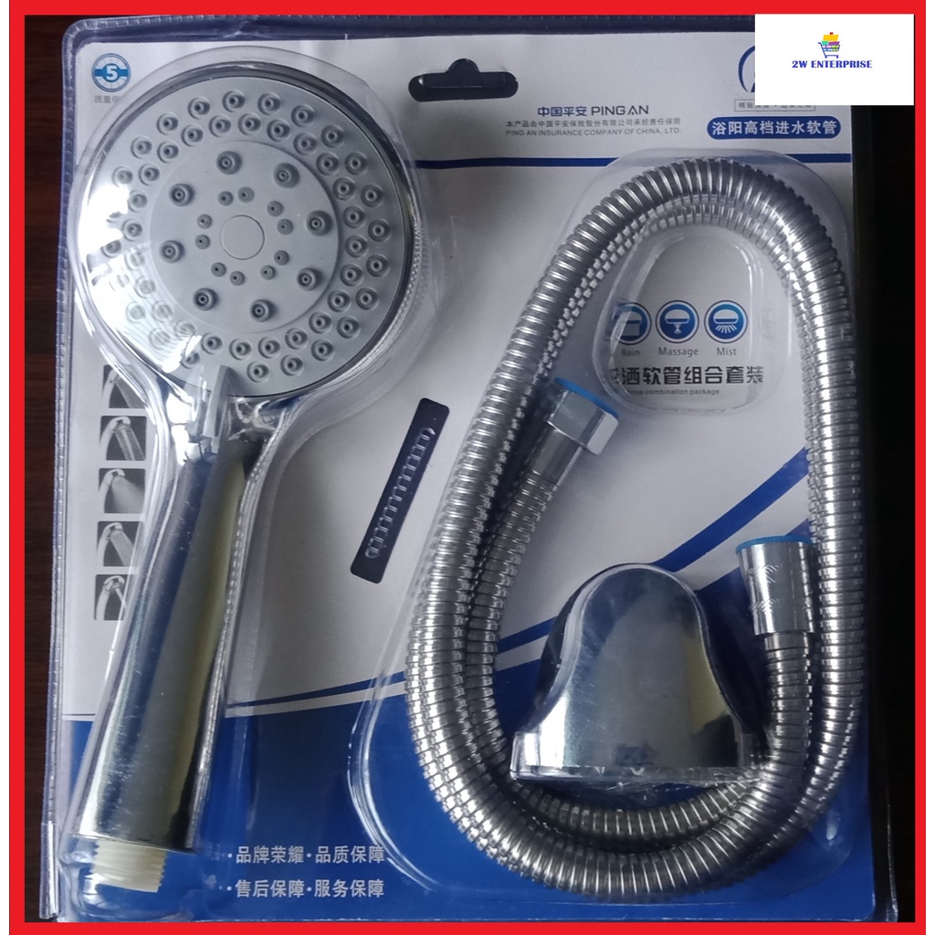 Shower Head Bathroom | High Pressure with Stainless Hose | Shopee ...