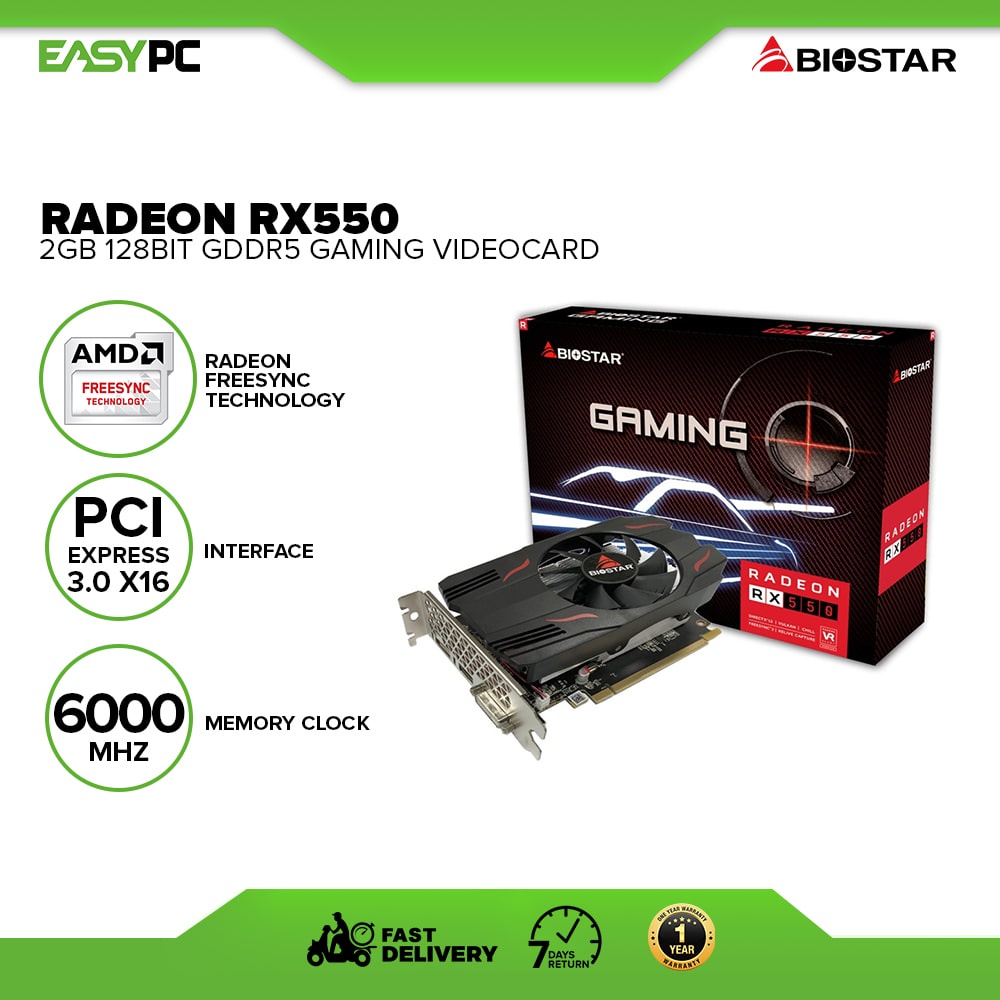 Biostar Rx 550 VA5515RF21 2gb 128bit GDdr5 PCI Express 3.0 bus ...