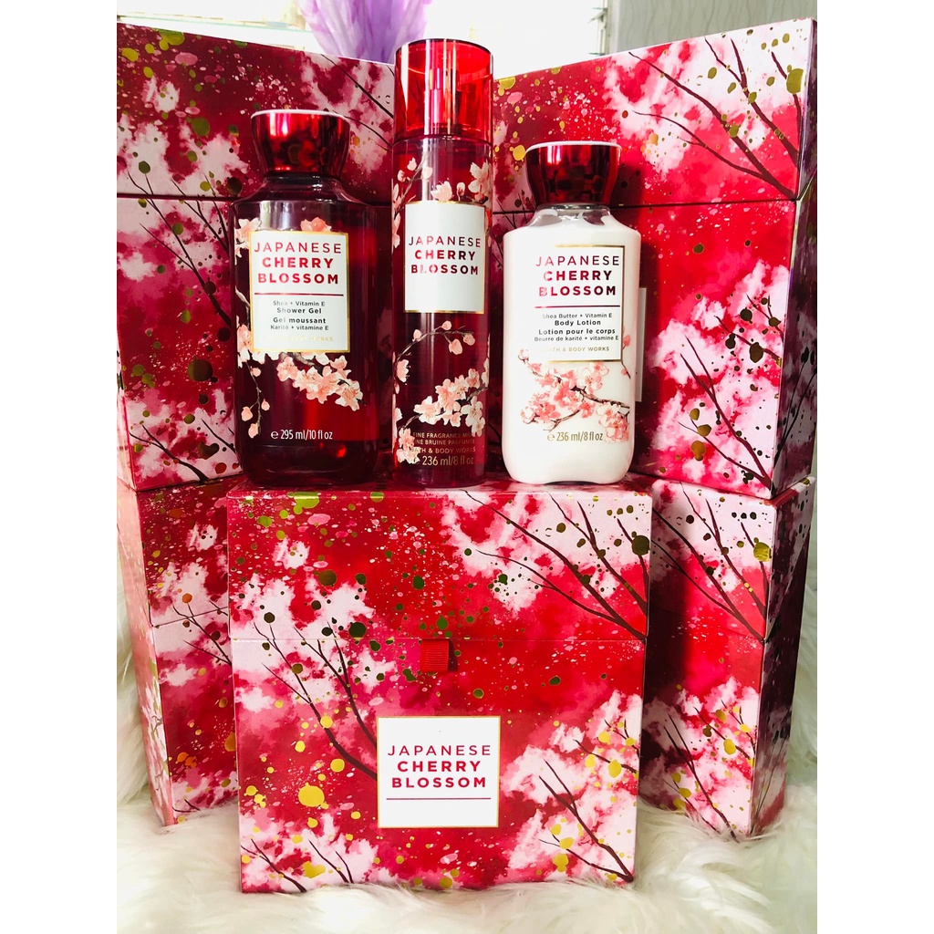 AUTHENTIC Bath & Body Works Japanese Cherry Blossom Gift Box Set for Women | Shopee Philippines