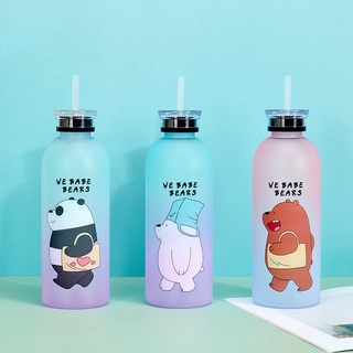 Shilily 1L Cute Panda Bear Cup 1000ml Cartoon Water Bottle With Straw ...