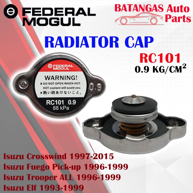 Radiator Cap Crosswind/Fuego/Trooper/Elf Federal Mogul 0.9KG/CM2 RC101 ...