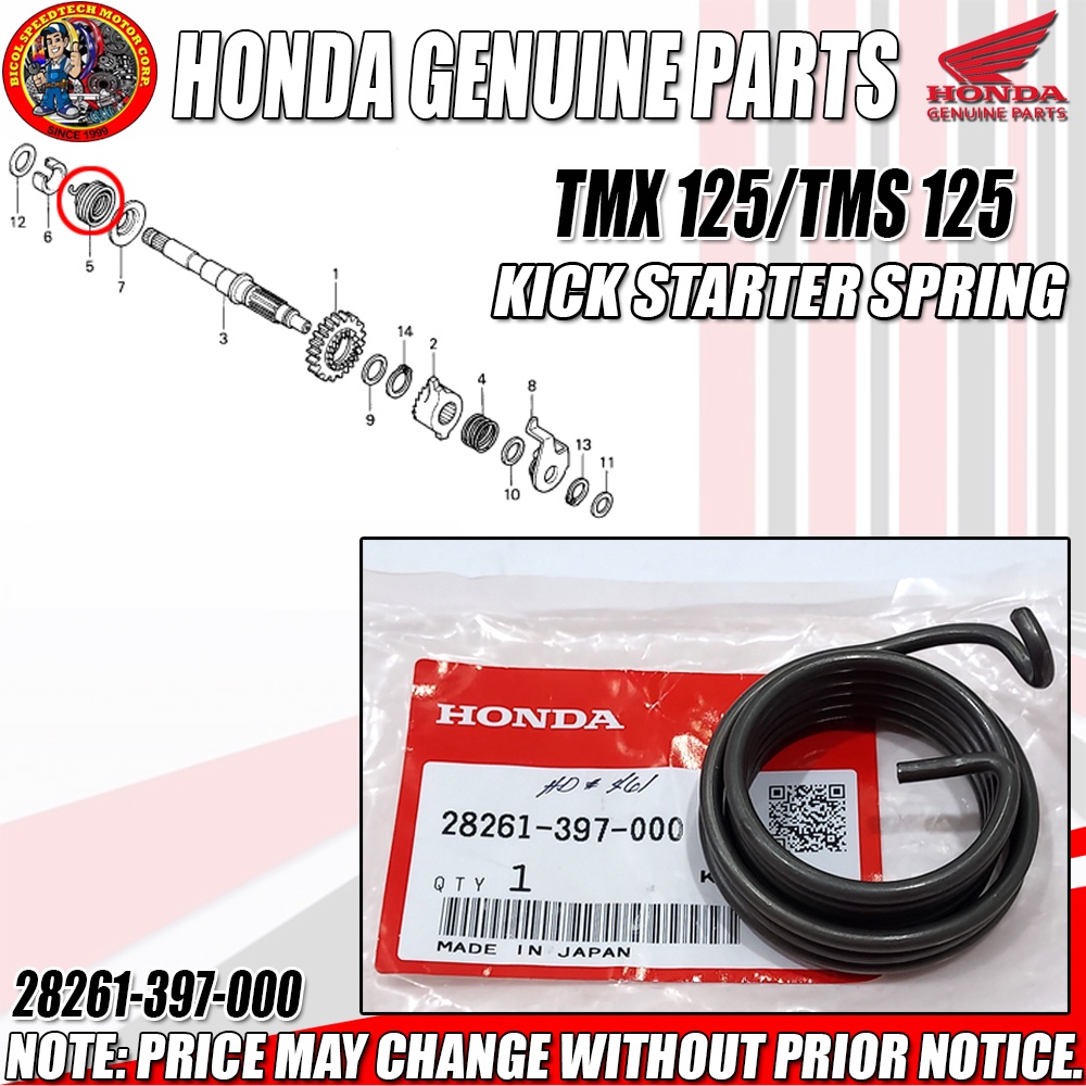 TMX 125/TMS 125 KICK STARTER SPRING (HPI) (Genuine: 28261-397-000 ...