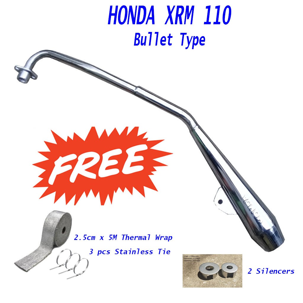 Honda XRM 110 Bullet Pipe Type Muffler for Honda XRM 110 Exhaust pipe ...