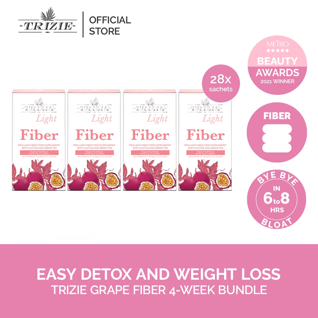 TRIZIE Light Fiber 4 Week Bundle [w Psyllium Fiber for Detox, Bloating ...