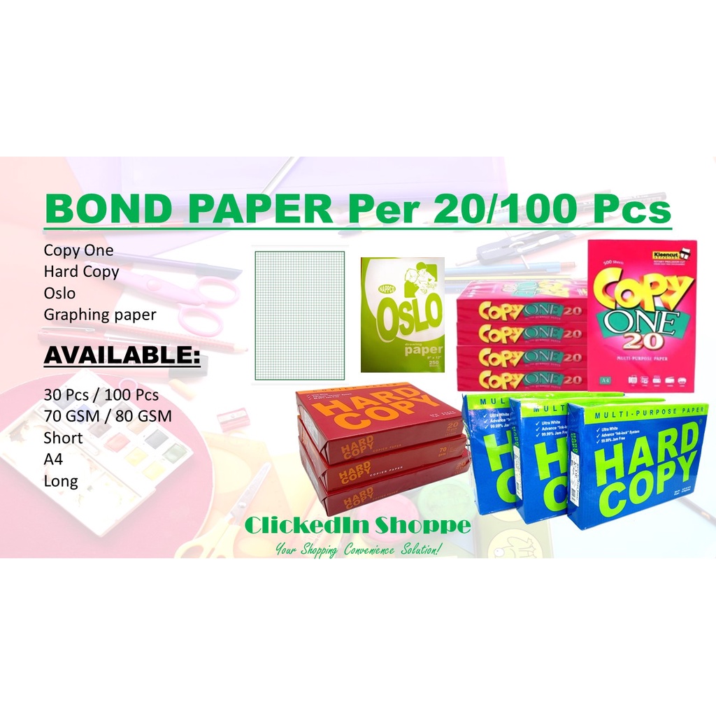 Bond Paper / Oslo / Graphing Paper / Per 30Pcs / Per 100Pcs / Hard Copy ...