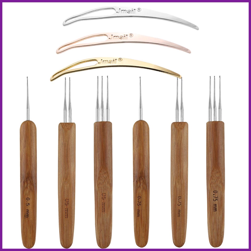 Dreadlock Crochet Needle Set 0.5/0.75mm Crochet Hook Kit with Bamboo ...