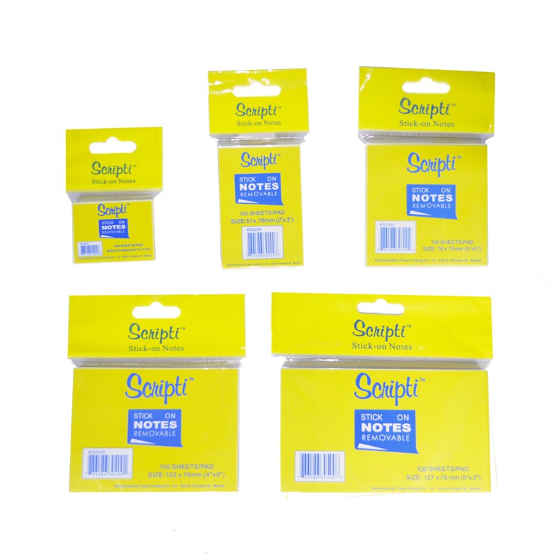 Scripti stick on notes 2X1-1/2 , 2X3, 3X3, 4X3, 5X3 inches | Shopee ...
