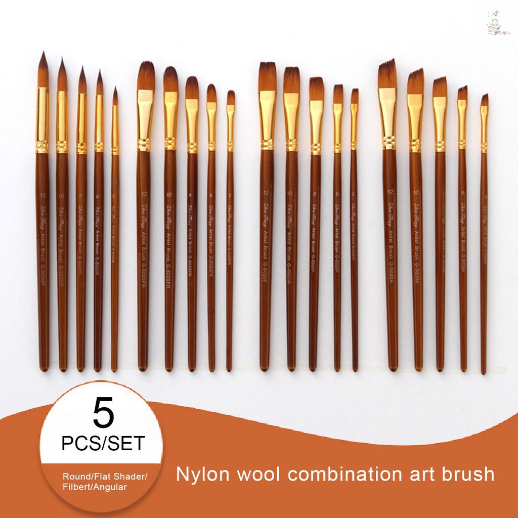 OFF5pcs Paint Brushes Set Kit Round Pointed Tip Brushes with Nylon Hair ...