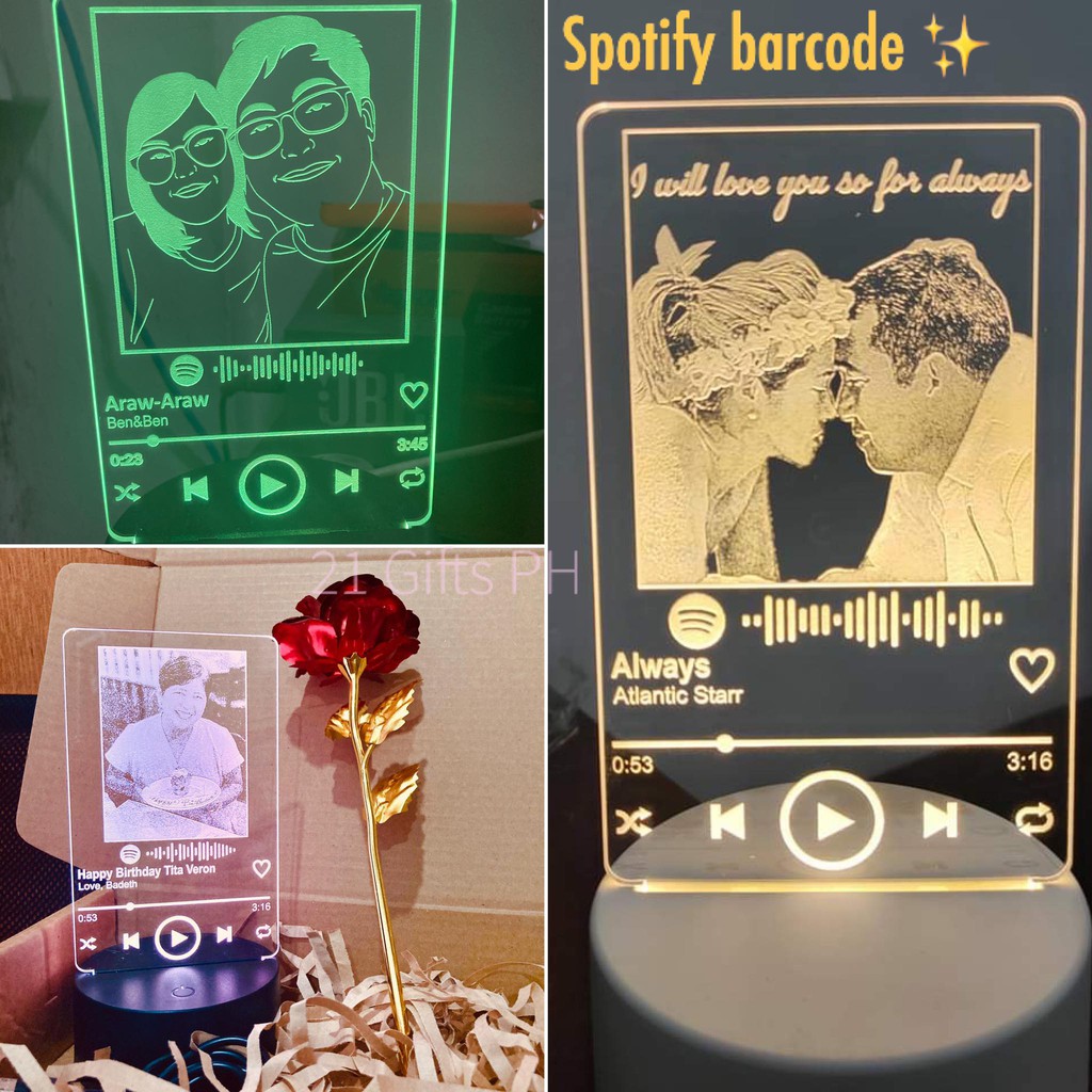 Spotify Scannable Barcode Personalized Acrylic LED Lamps for gifts ...