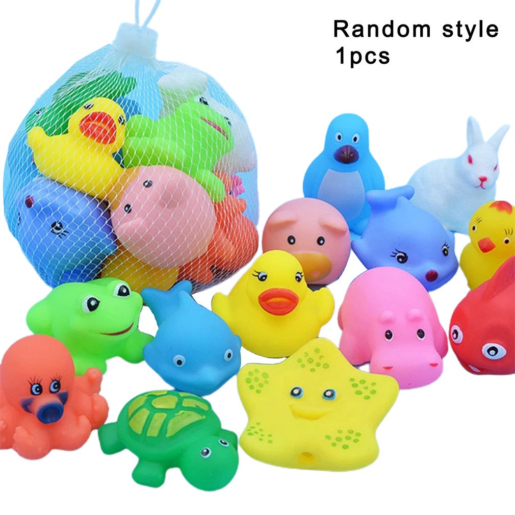 13 Pcs Cute Animals Swimming Water Toys Colorful Soft Rubber Float ...
