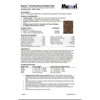 MAZURI TIMOTHY HAY BASED RABBIT DIET (1.5lbs) - Authorized Dealer ...